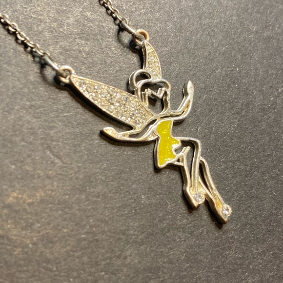 Disney | Jewelry | Disney Tinkerbell Necklace In Silver Tones With ...